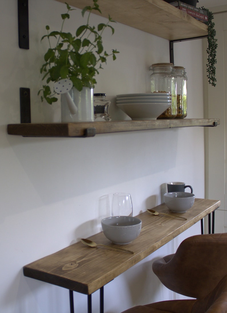 Wooden Breakfast Bar With Hairpin Legs, Scaffold Board, Kitchen Table ...