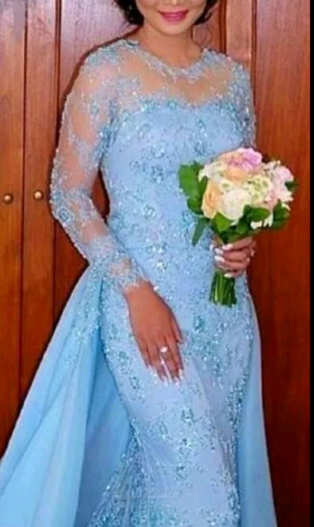 Light Sky Blue Mother of the Bride Dress. Chiffon Lace Wedding Dress ...