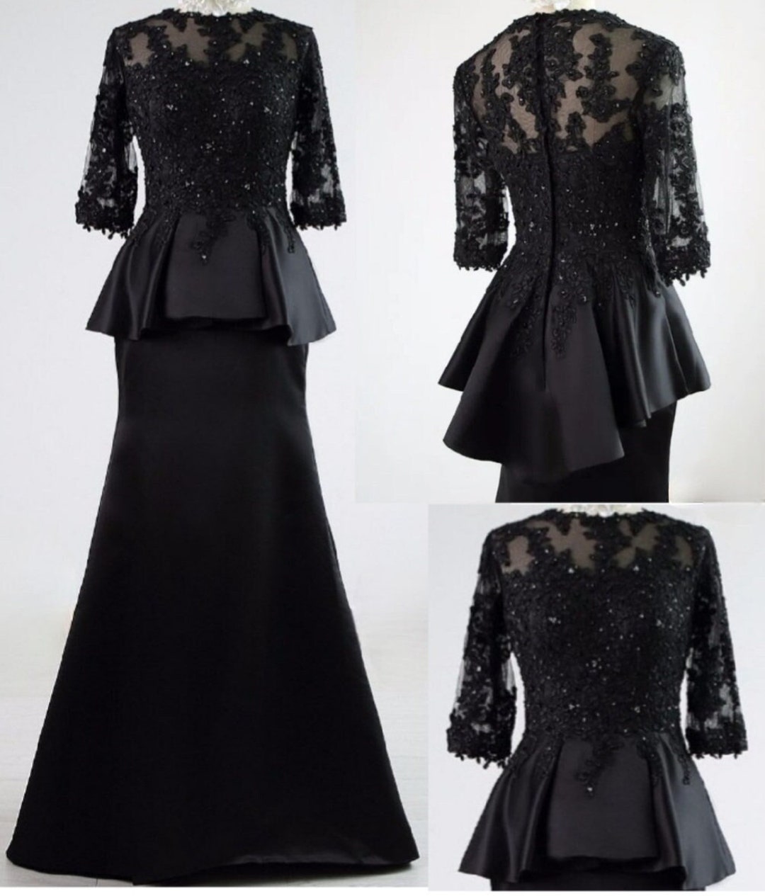 Black Gothic Mother of the Bride Dress, Evening Party Gown, Mermaid ...