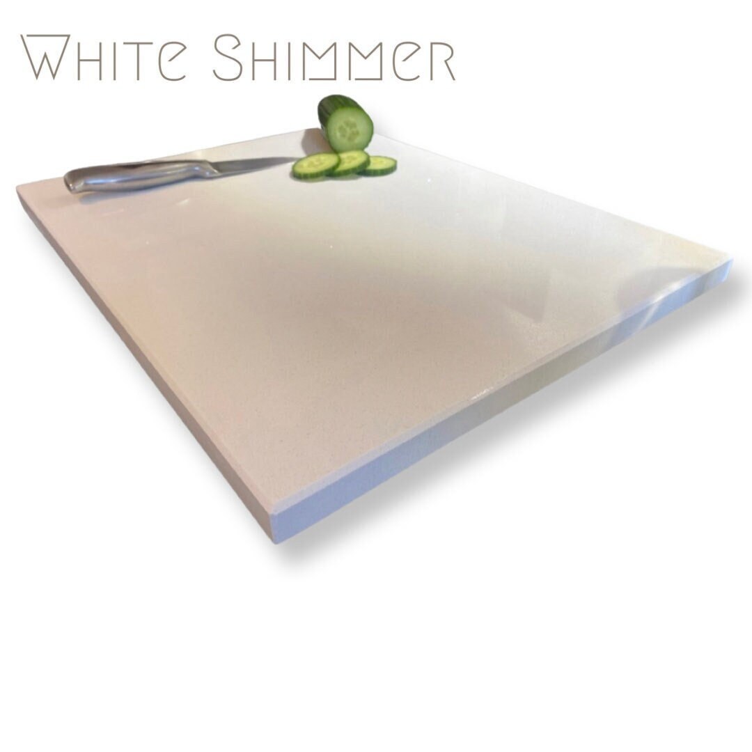 White Shimmer Quartz Stone Chopping Board Large Cutting - Etsy