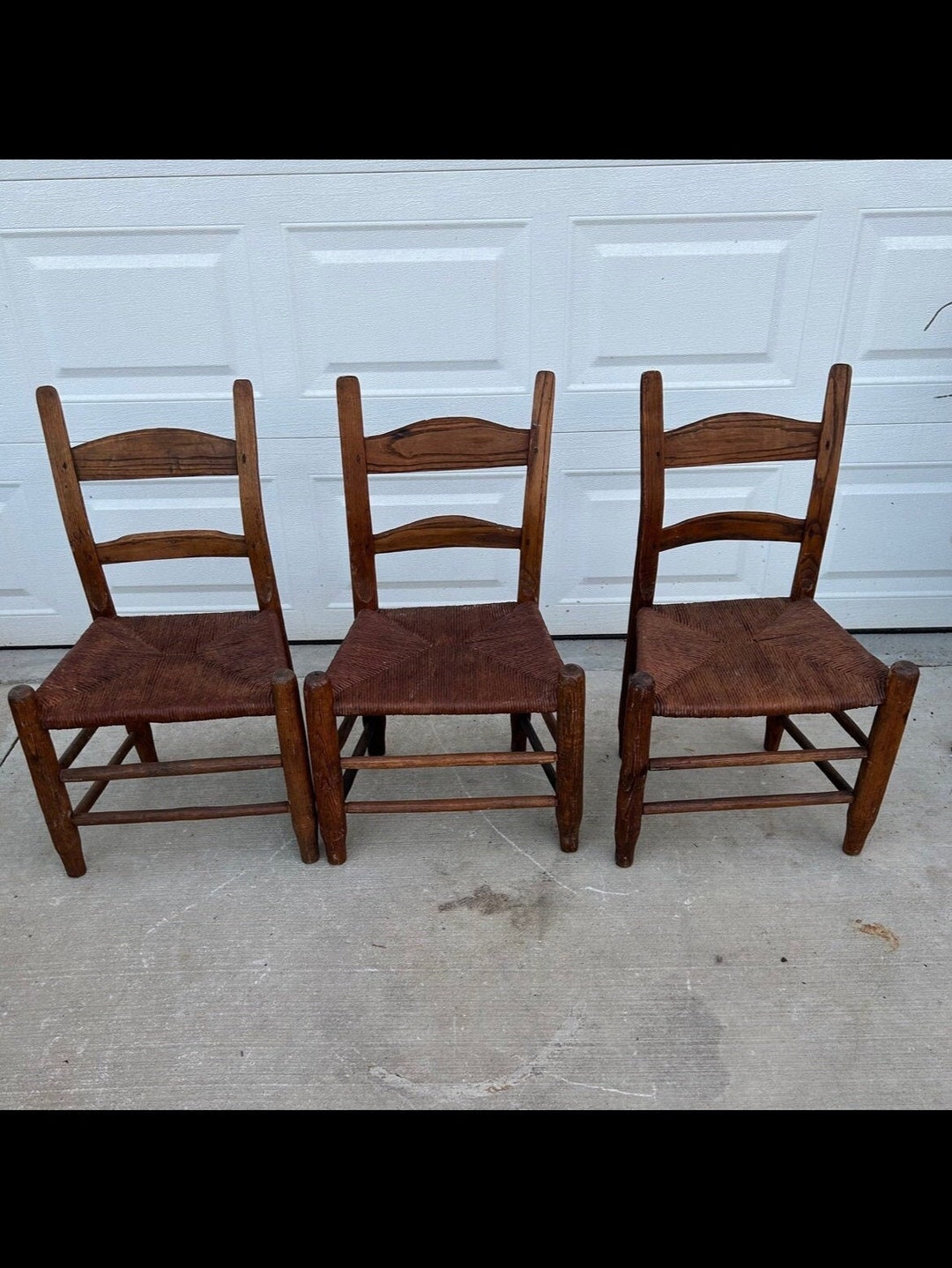 Antique French Rush Seat Chairs Primitive - Etsy