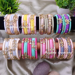 Multicolor Silk Thread Return Gift Bangles for Baby Shower, Marriage ...