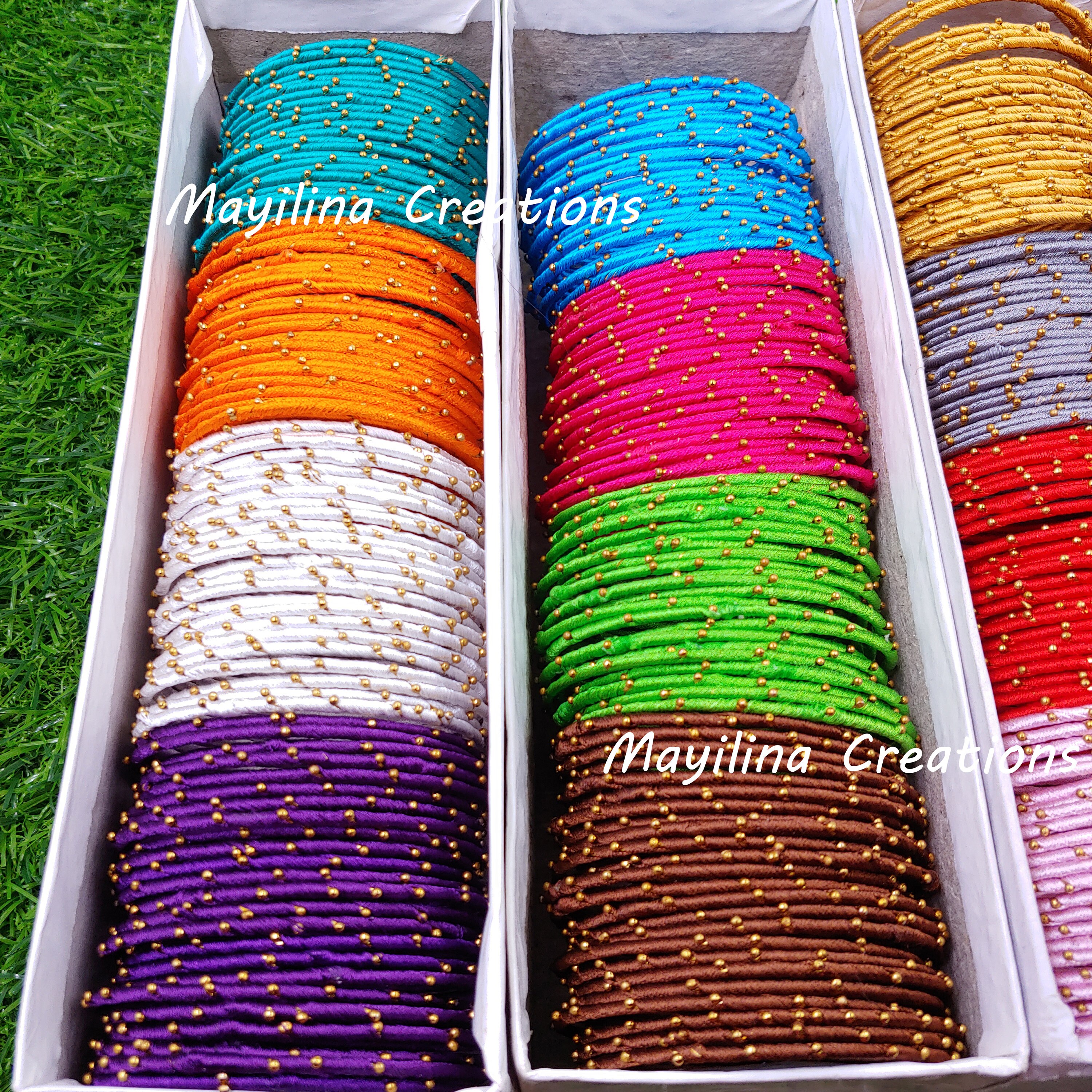 Multicolor Silk Thread Metal Bangles Set of 24 Bangles Etsy
