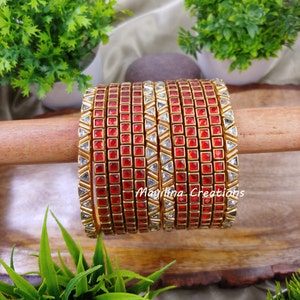 Gold and White Kundan Silk Thread Indian Banglesset of 12 for Women - Etsy