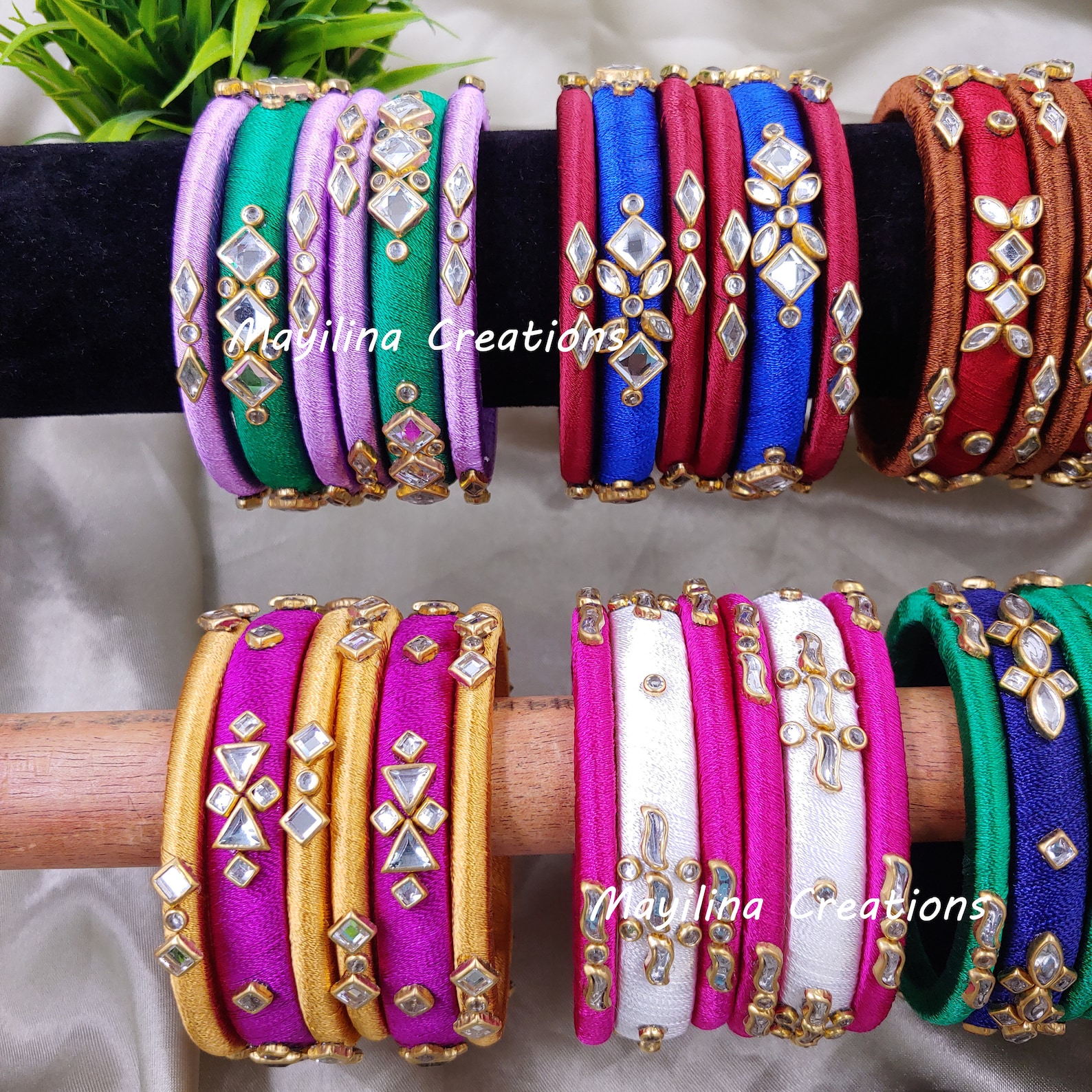 Multicolor Silk Thread Return Gift Bangles for Baby Shower, Marriage ...