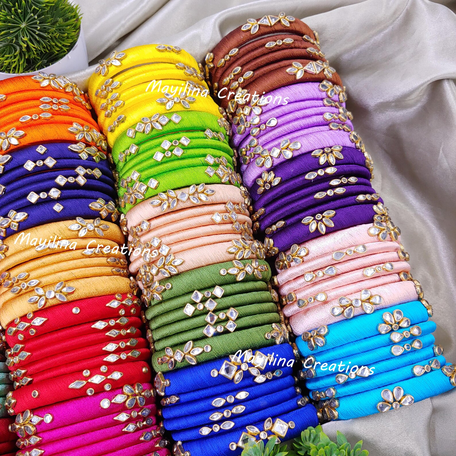 Multicolor Silk Thread Bangles for Wedding| Pooja Return Gifts ...