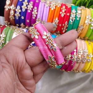 Buy Multicolor Silk Thread Banglesset of 2 to 40 Bangles Online in ...