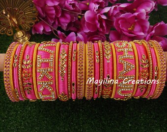 Pink Bridal Bangles for Wedding | Etsy