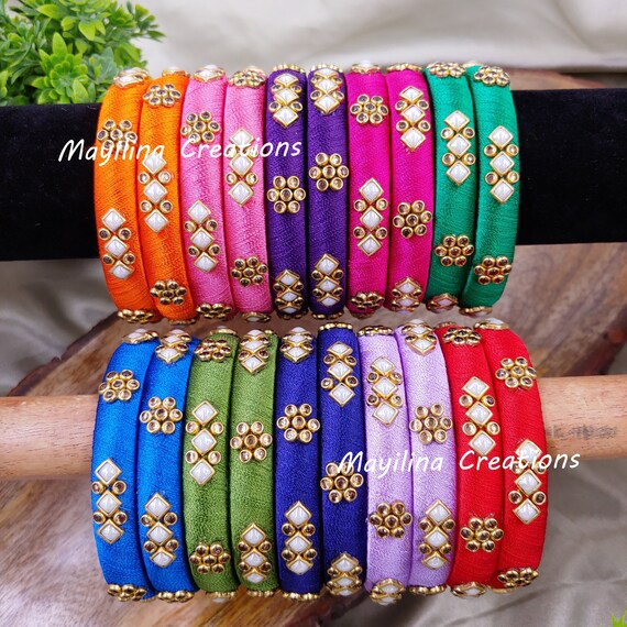Multicolor Silk Thread Bangles Set of 2 to 20 bangles Silk Thread Bangles for Return Gifts for Women and girls