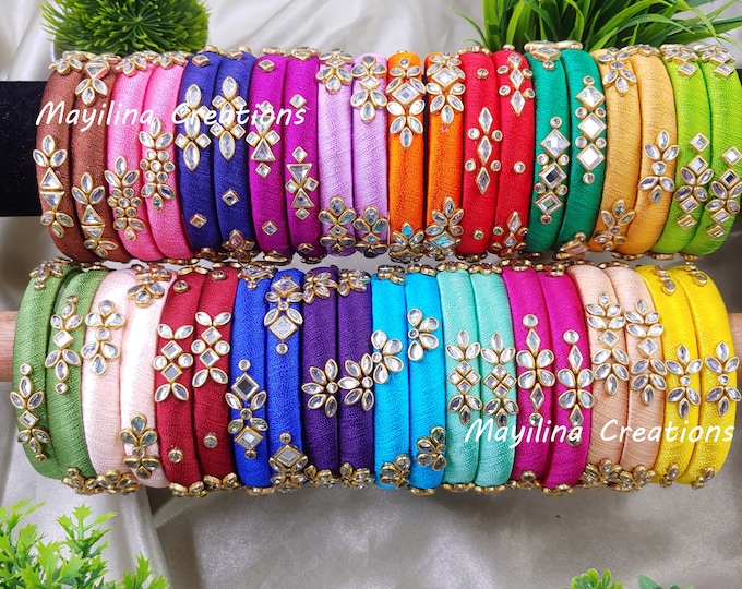 Silk Thread Indian Bangles Set - Etsy