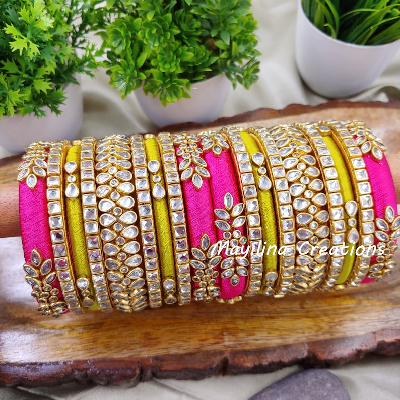 Pink Bridal Bangles for Wedding - Etsy