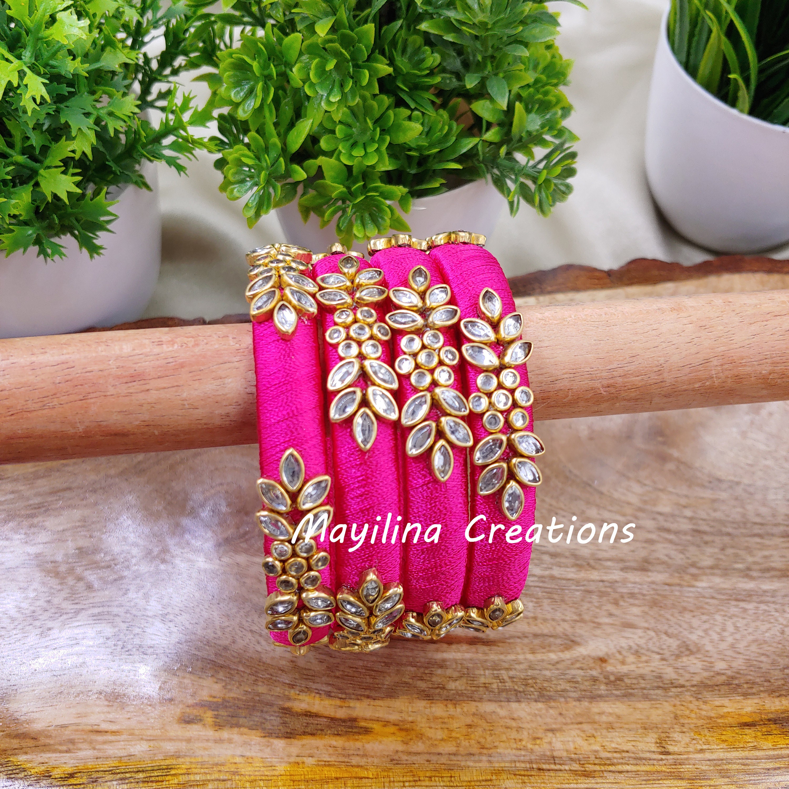 Pink Bridal Bangles for Wedding - Etsy