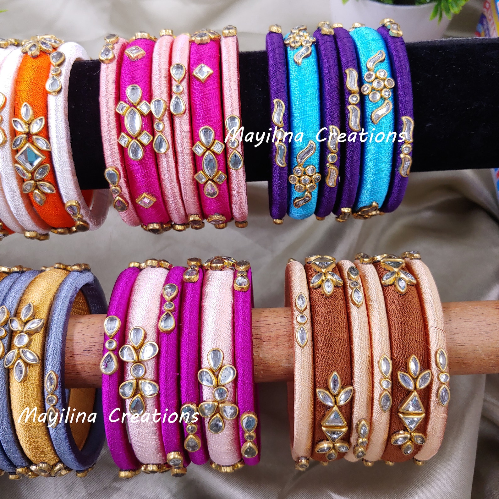 Multicolor Silk Thread Return Gift Bangles for Baby Shower, Marriage ...