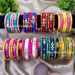 Multicolor Silk Thread Return Gift Bangles for Baby Shower, Marriage ...