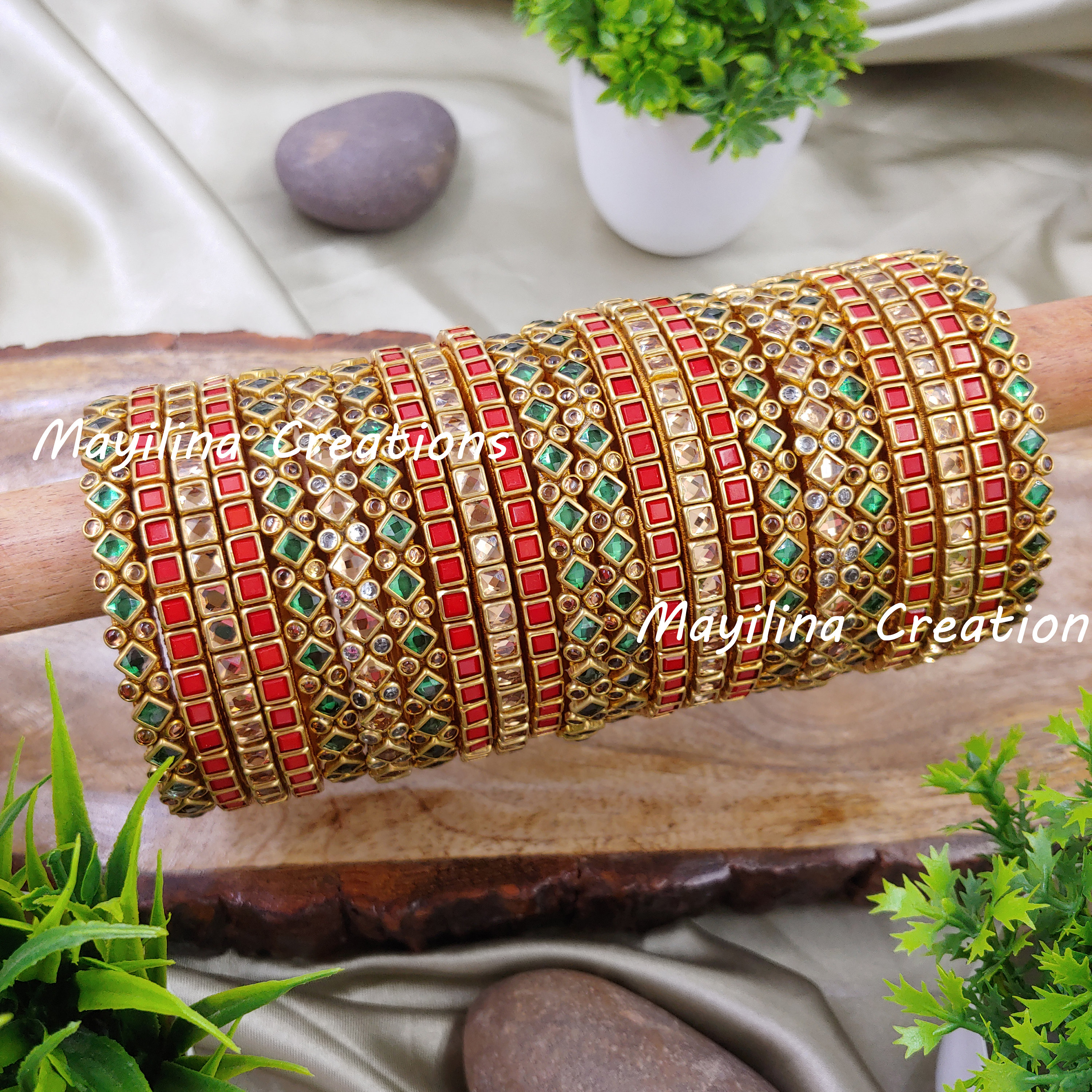 Violet and Blue Kundan Bridal Bangles for Wedding, Baby Shower, Sangeet ...