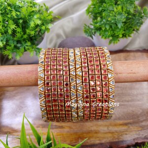 Gold and White Kundan Silk Thread Indian Banglesset of 12 for Women - Etsy