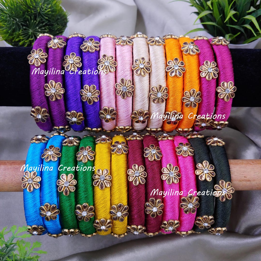 Pastel Colors Silk Thread Bangles for Wedding| Pooja Return Gifts ...