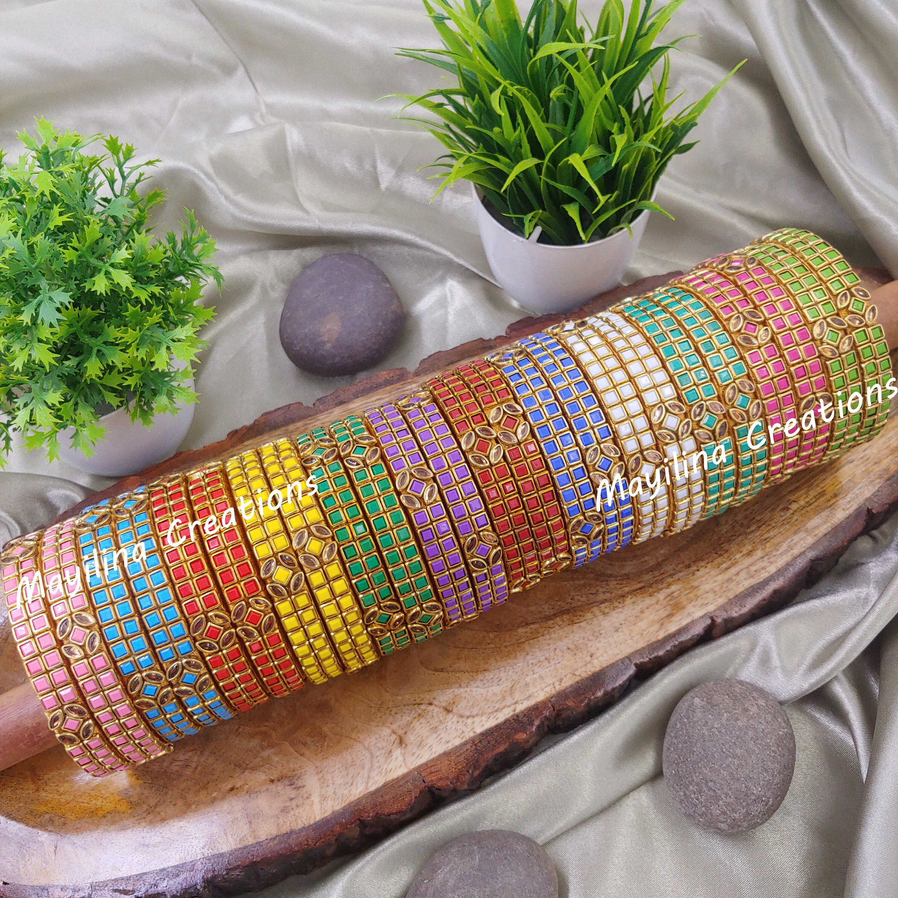 Silk thread Kundan Kada BanglesSet of 2 bangles Etsy