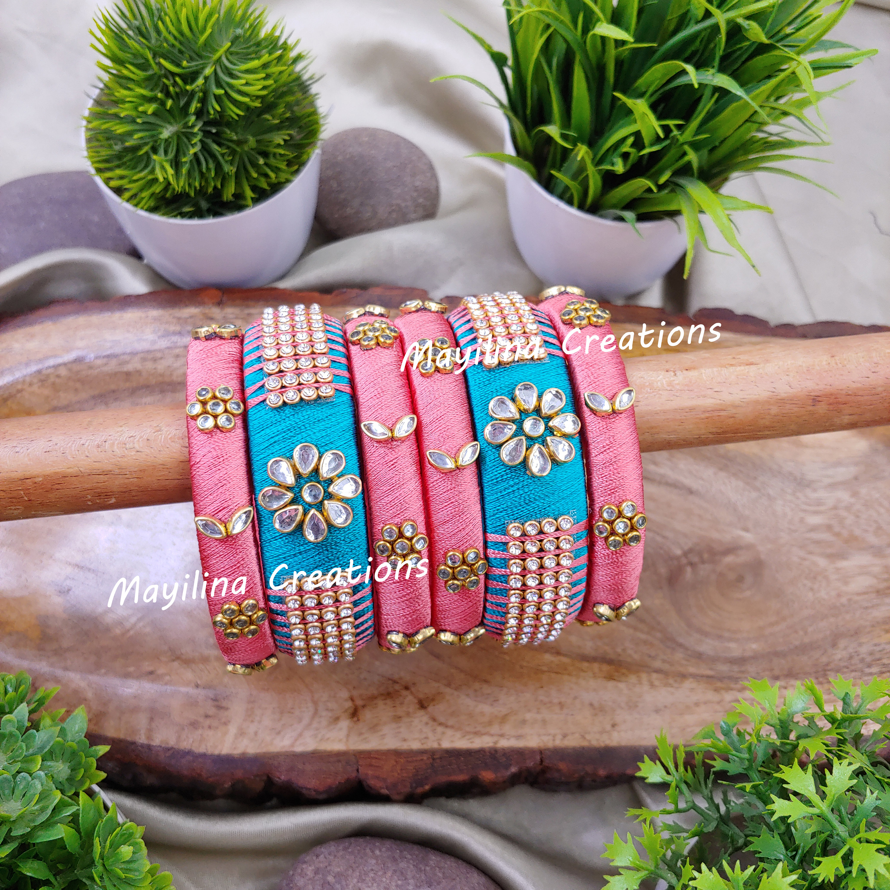 Yellow and Pink Silk Thread Bangles Set - Etsy