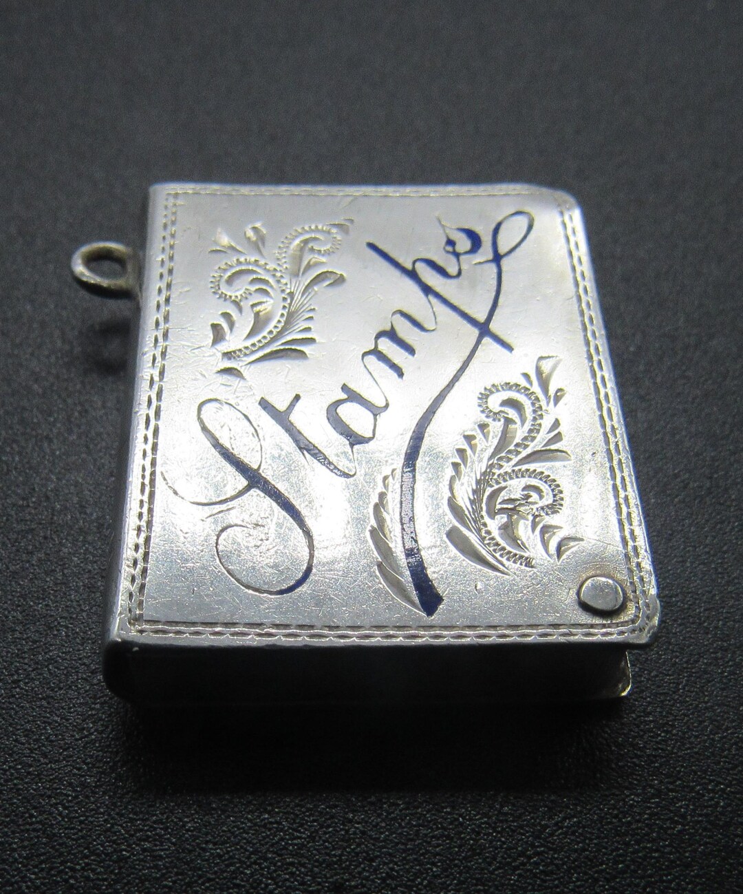 Antique Sterling Silver Stamp Holder With Enamel Detail 1905 - Etsy