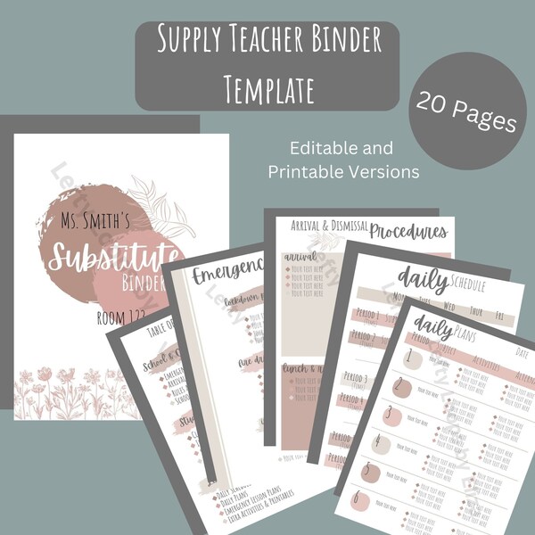 Substitute Lesson Plan Template - Etsy