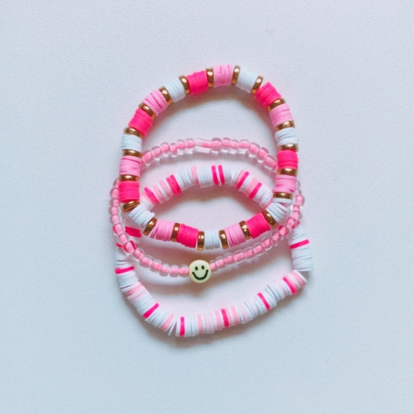 Preppy Bracelet Stack the Preppy Smiles Stack Pink - Etsy