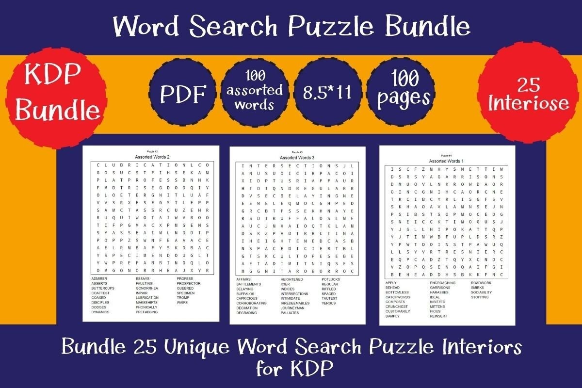 Mega Word Search KDP Interior Printable Books Pack, Ready to Upload PDF ...