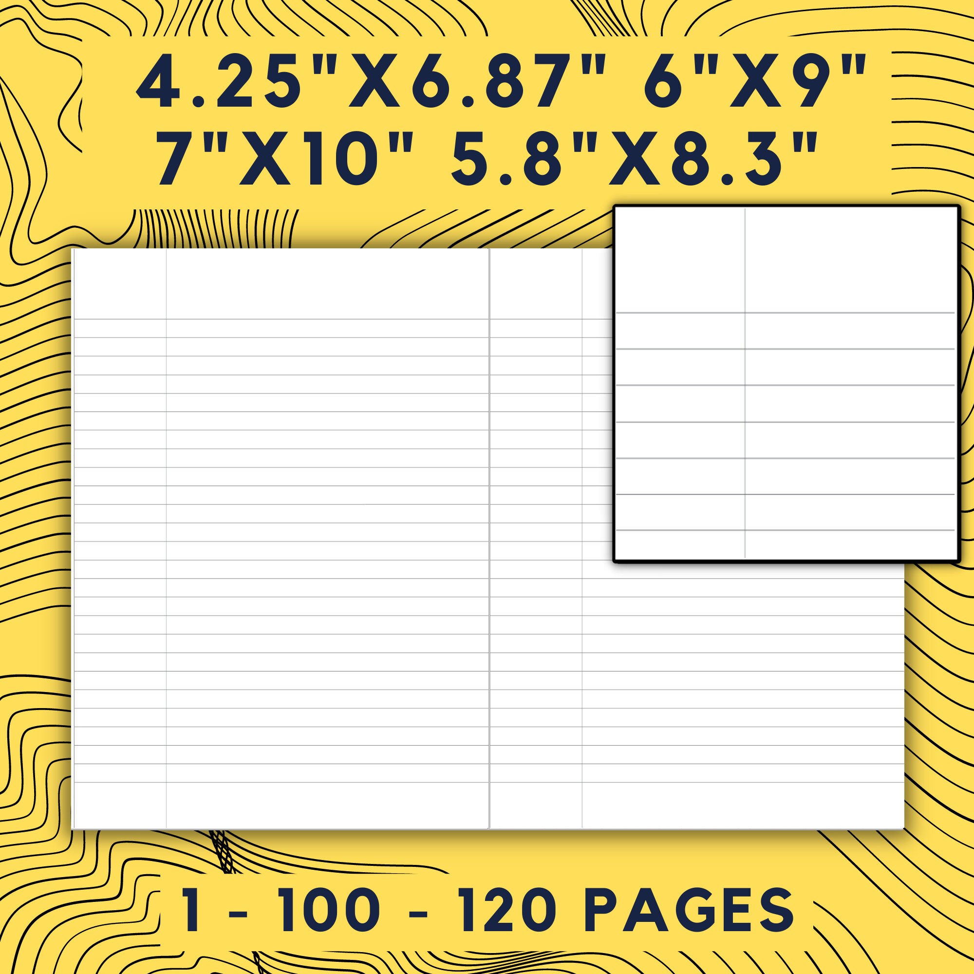 100 and 200 Page Lined Paper Interior PDF, Notebooks, Journals, Planner ...