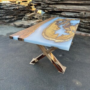 Gram Epoxy Resin Dinner Table, Custom Order Ice Epoxy Dining Table ...