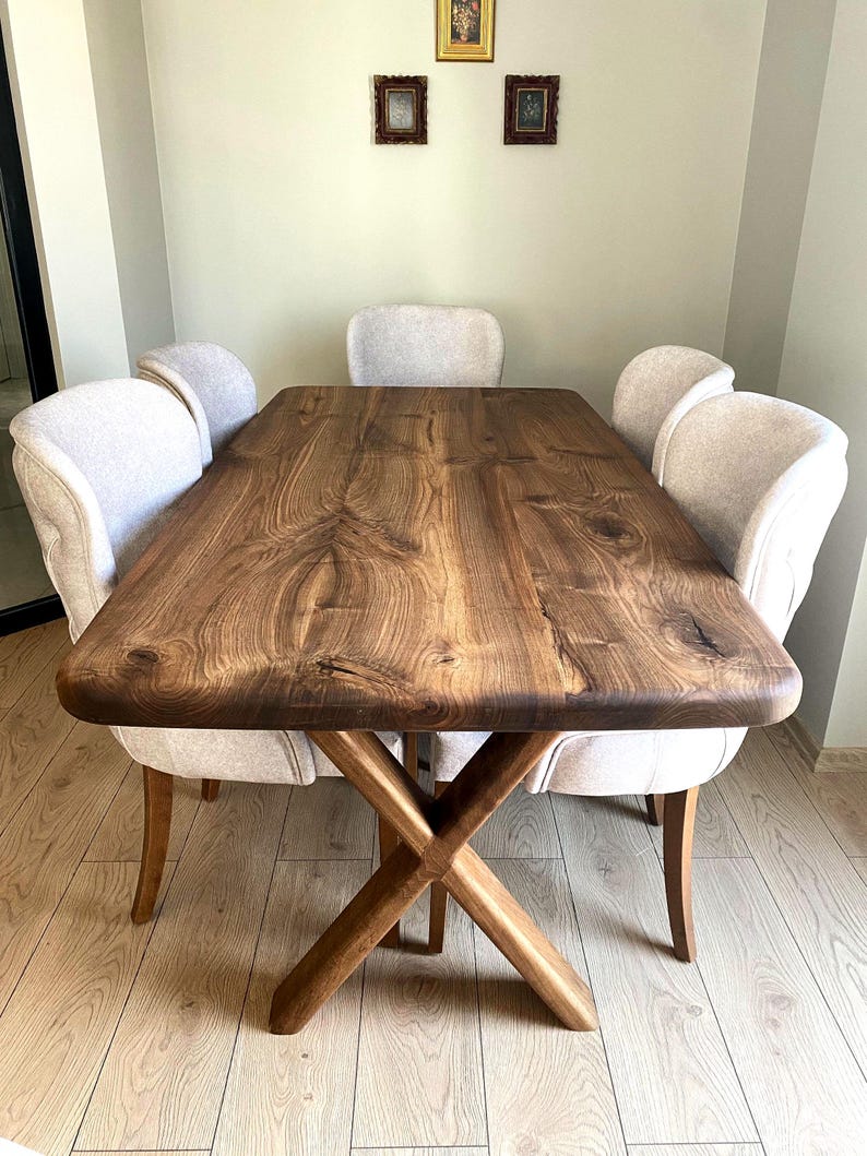 Walnut Wood Dining Table, Living Room Table, Modern Kitchen Dining ...