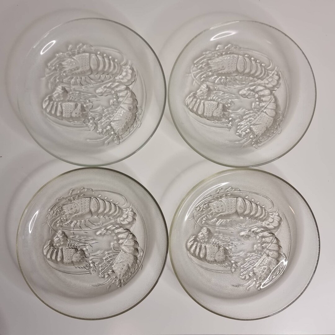Vintage Lobster Crayfish Glass Plates - Etsy