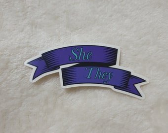 She They Pronouns Sticker Pronouns Stickers She They Sticker - Etsy