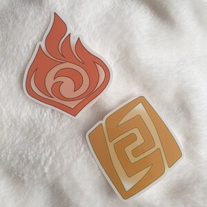 Genshin Impact Vision Emblem Sticker Geo Pyro - Etsy