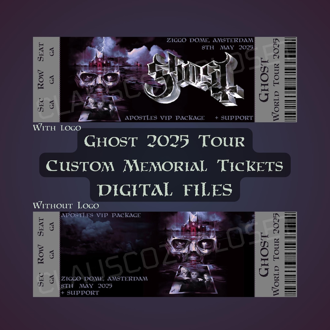Ghost 2025 Tour 'skeletour' Custom DIGITAL Memorial Tickets || 3 ...