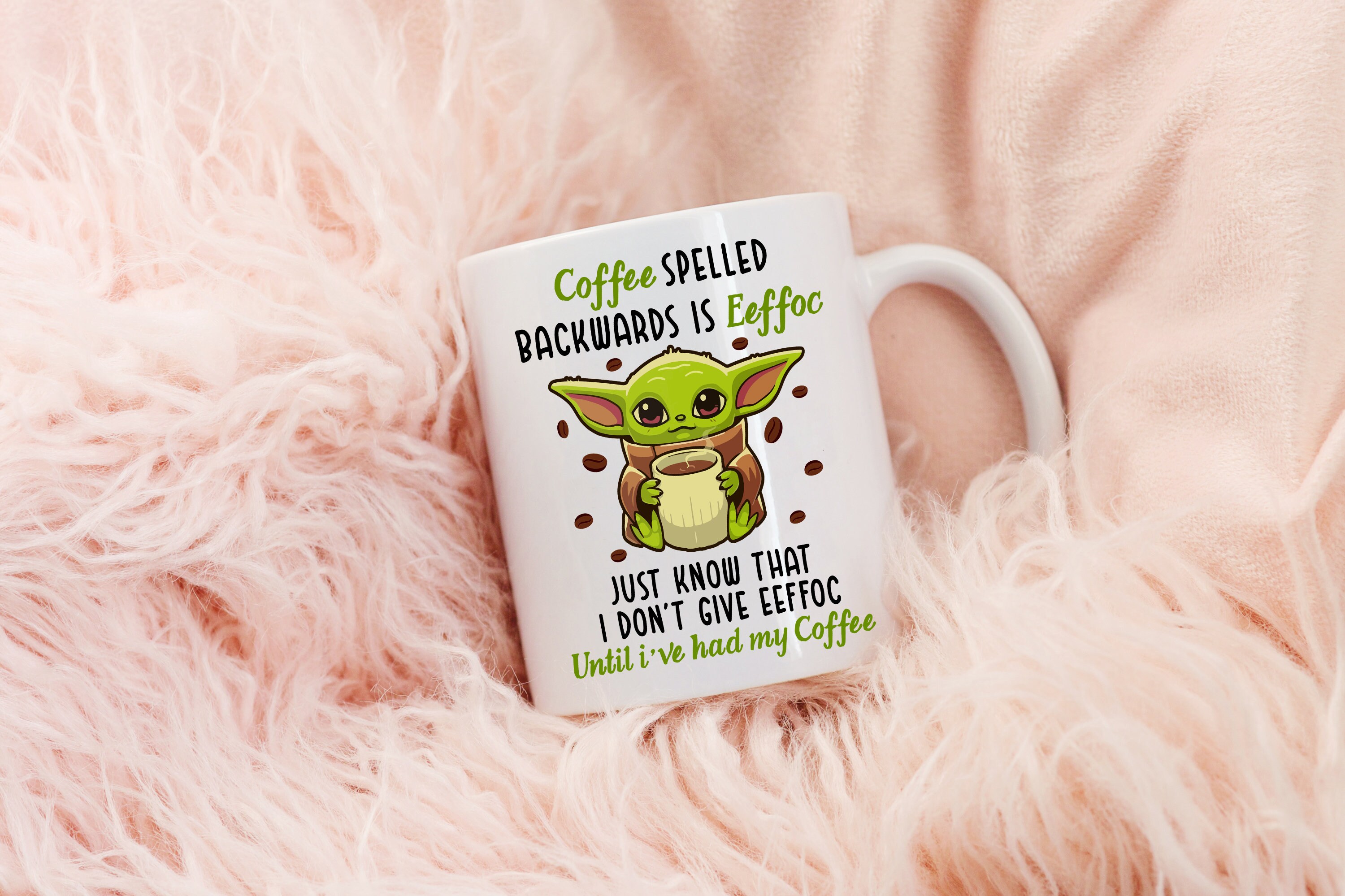 Baby Yoda, Coffee Spelled Backwards is EFFOC mug sold by Meie Hatti ...