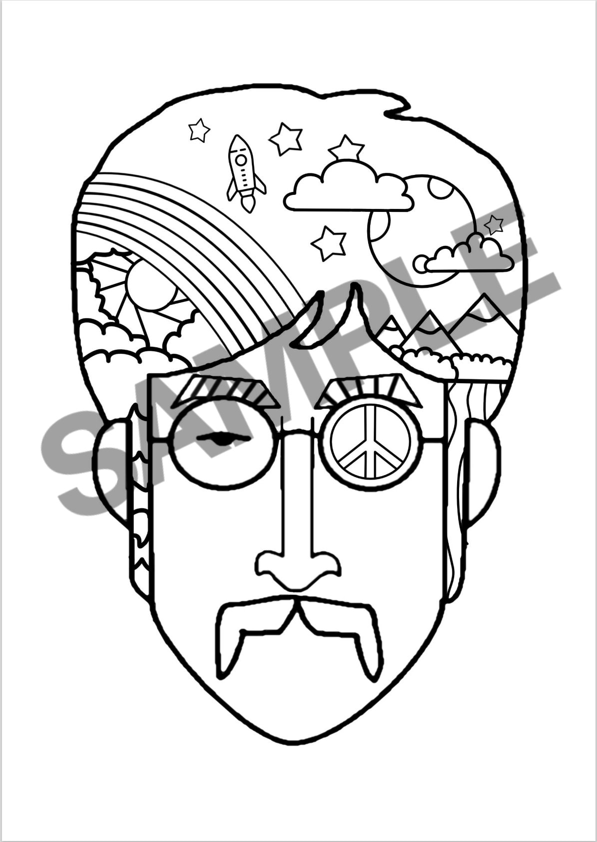 John Lennon Colouring in Page - Etsy