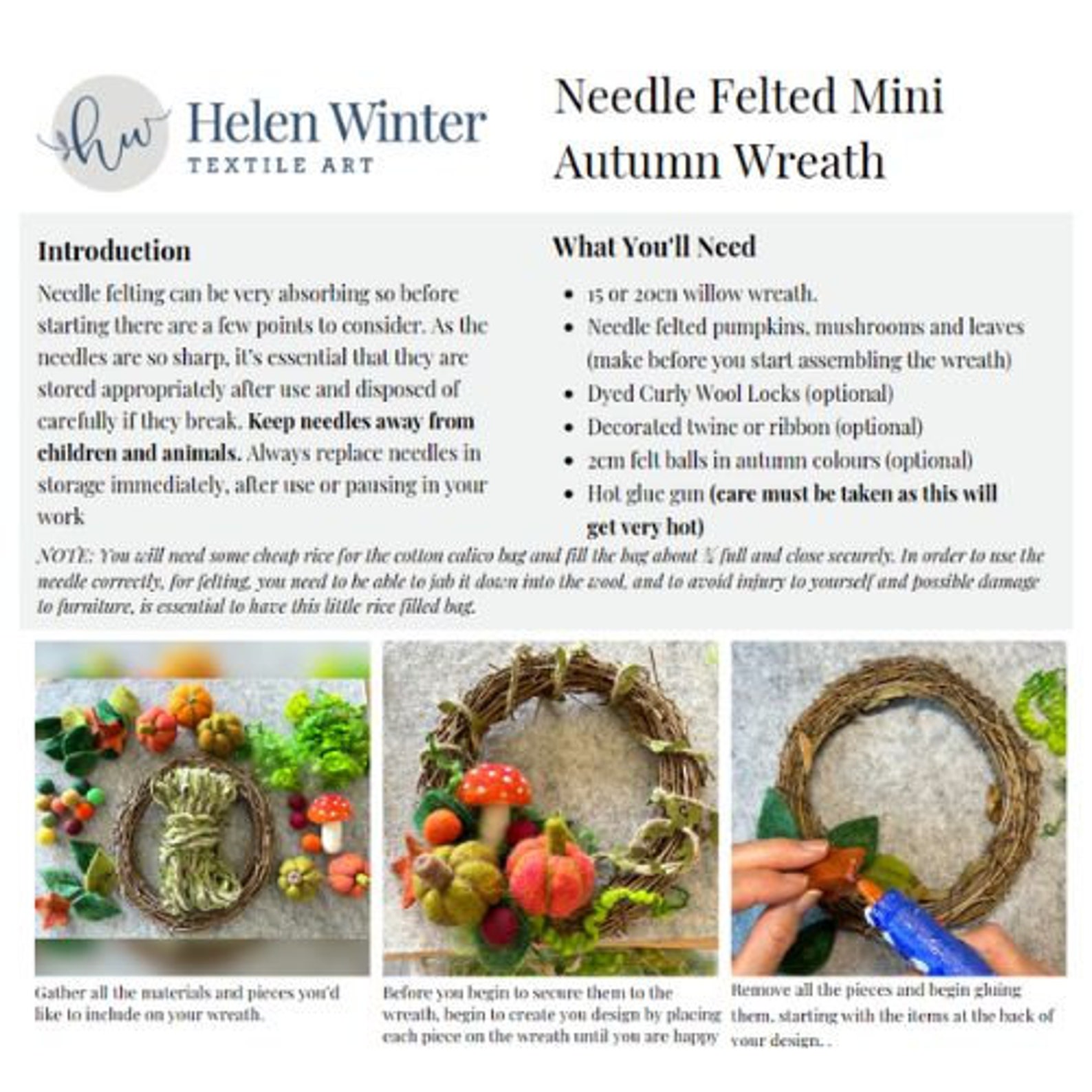 Mini Autumn Needle Felted Wreath PDF Download and Video - Etsy