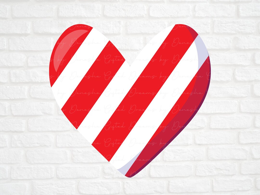 Striped Heart Clipart PNG Cut File - Etsy