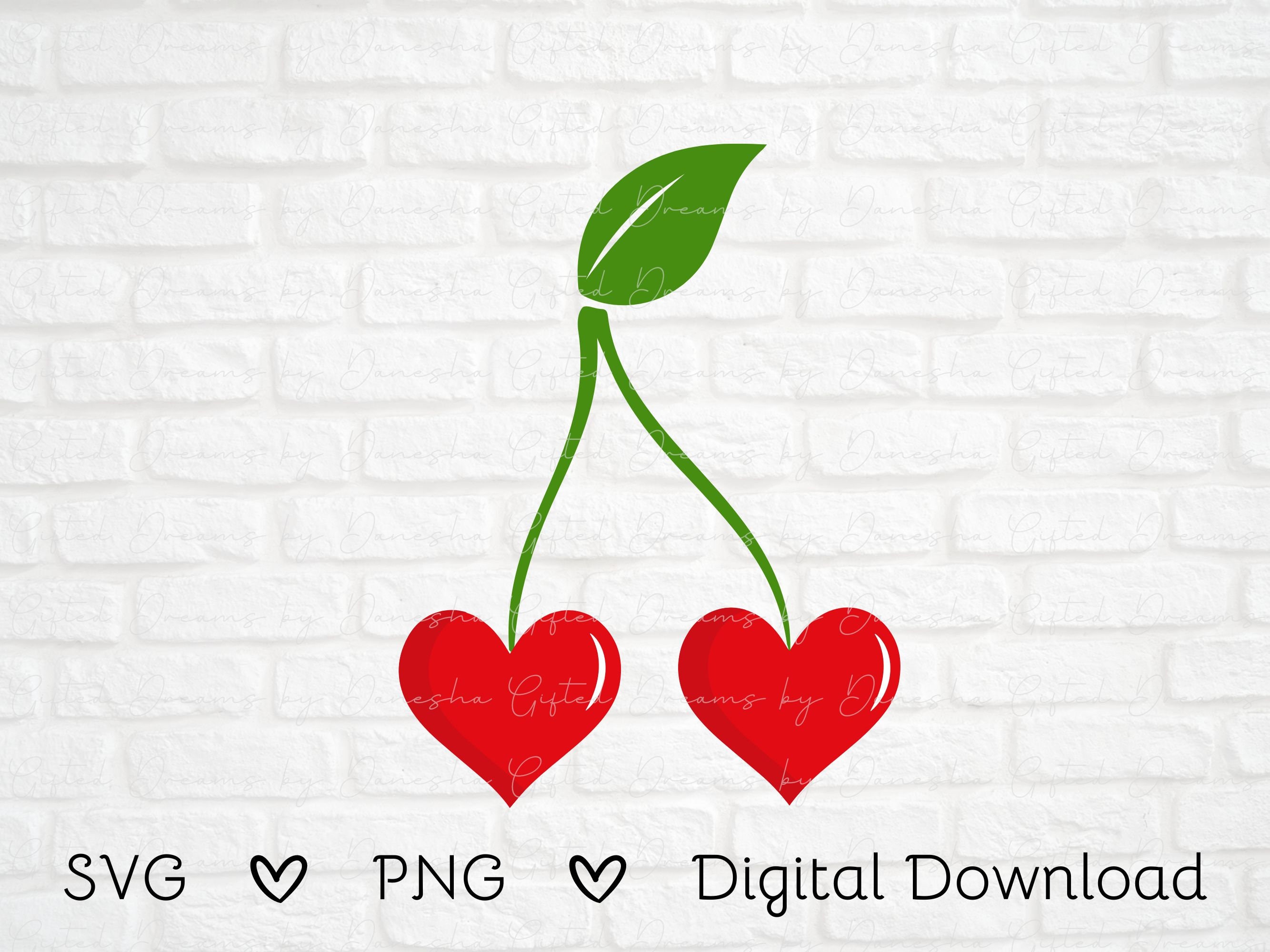 Cherry Hearts Clipart SVG & PNG Cutfiles - Etsy