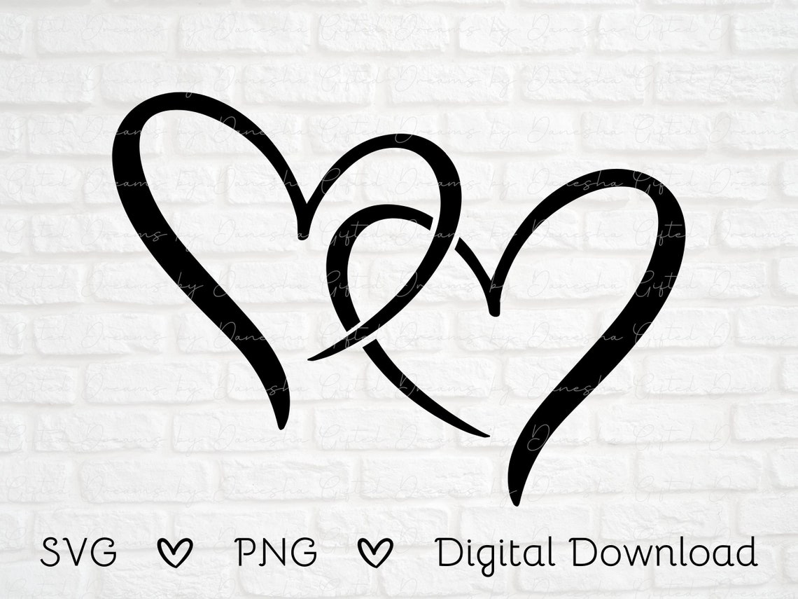Double Hearts Clipart SVG & PNG Cut File - Etsy