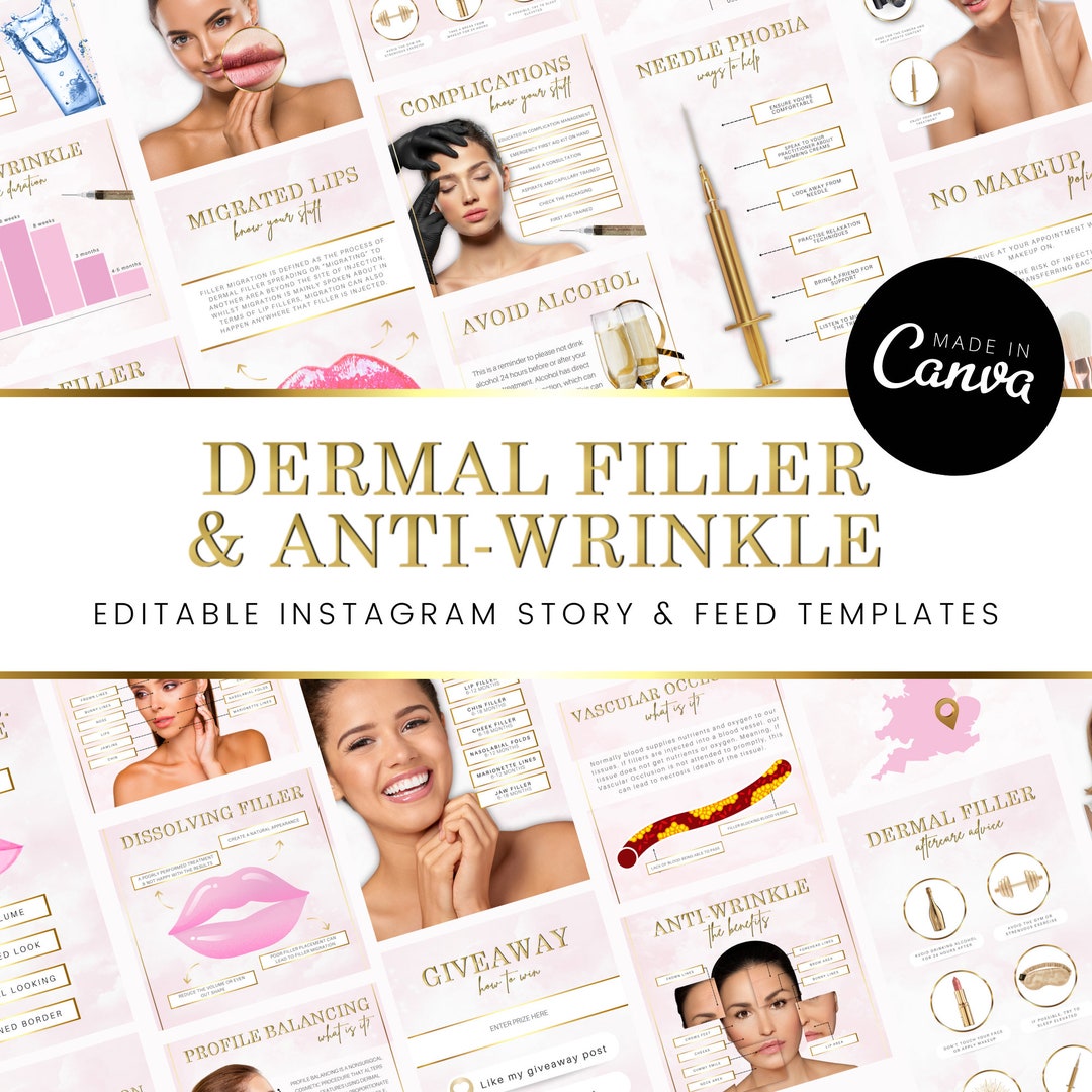 90 Anti Wrinkle and Filler Instagram Story and Feed Templates, Pink ...