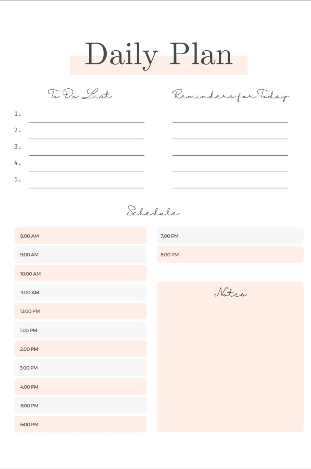 Elegant Printable Daily Planner - Etsy