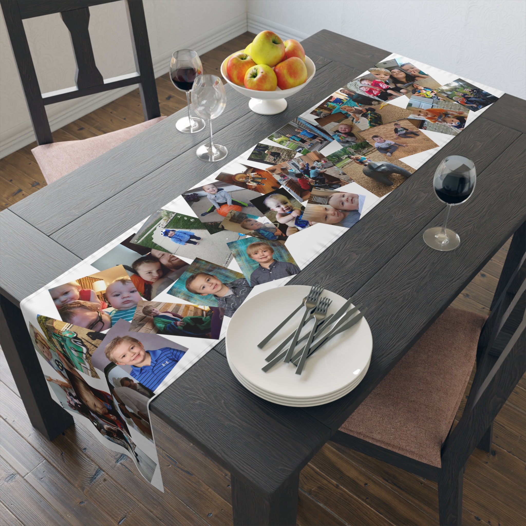 Personalized Table Runner, Photo Collage Custom Table Runner, 72 Inch ...