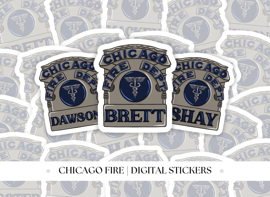 Chicago Fire Badge Sticker Set Digital Download Firefighter Badge ...
