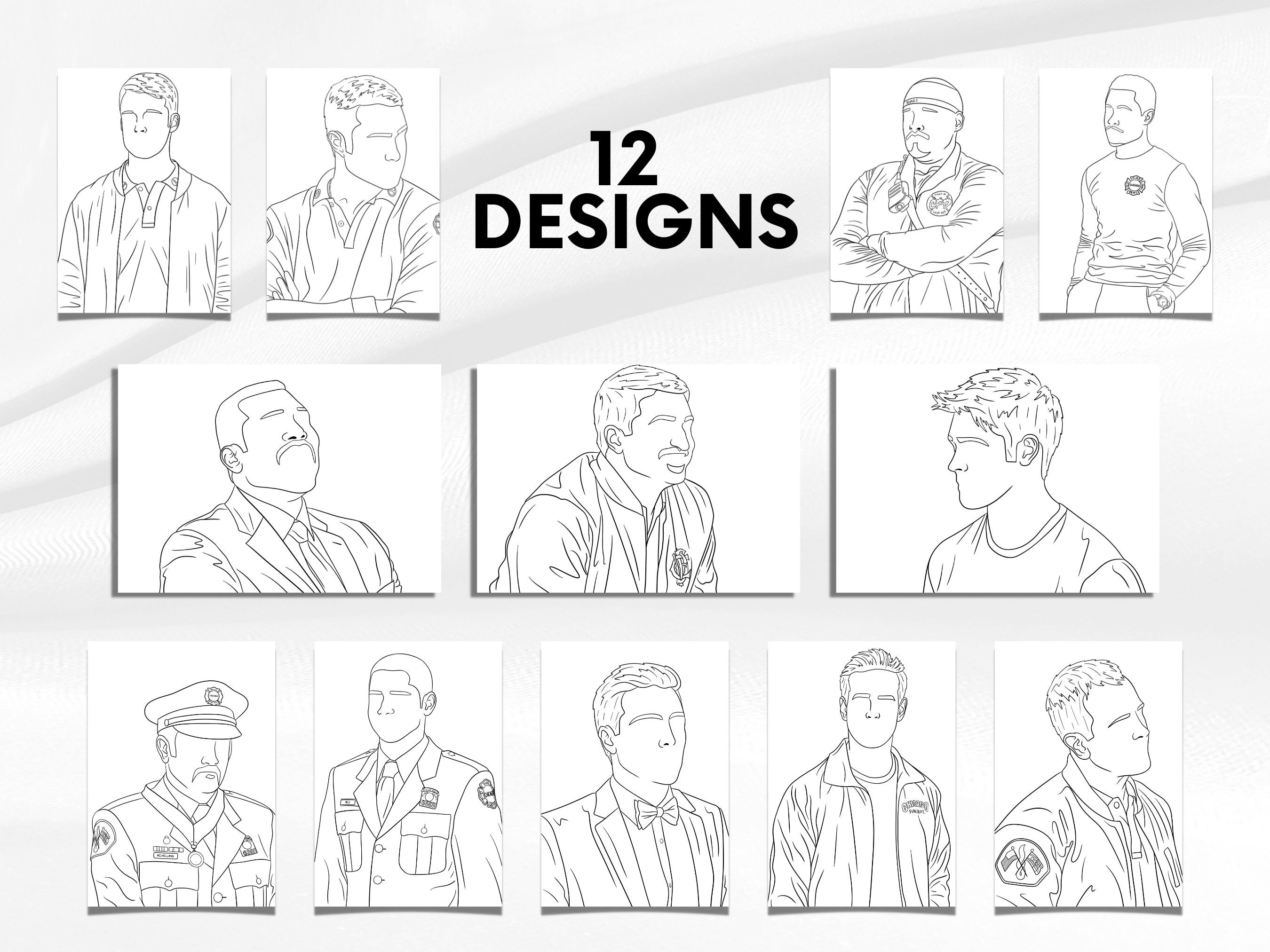 Men of Chicago Fire Digital Colouring Book Faceless Art Digital ...