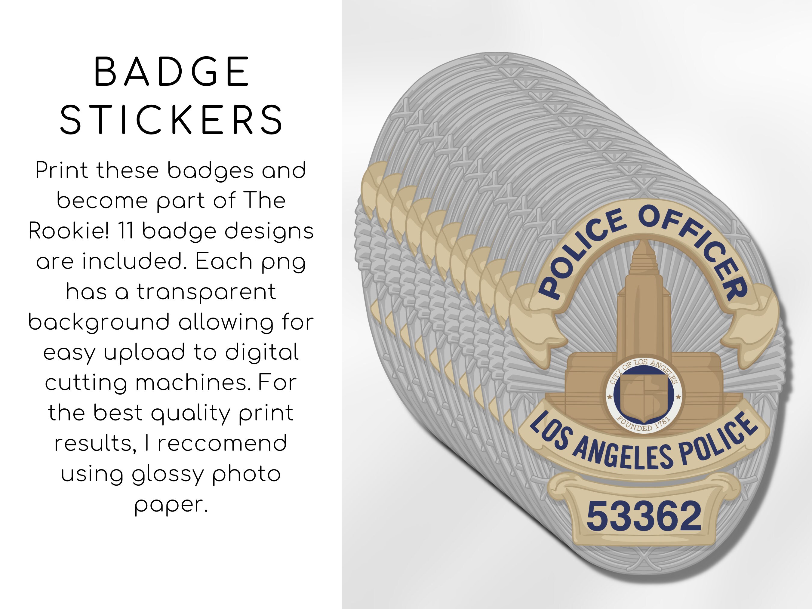 The Rookie Badge Sticker Set Digital Download the Rookie Stickers ...