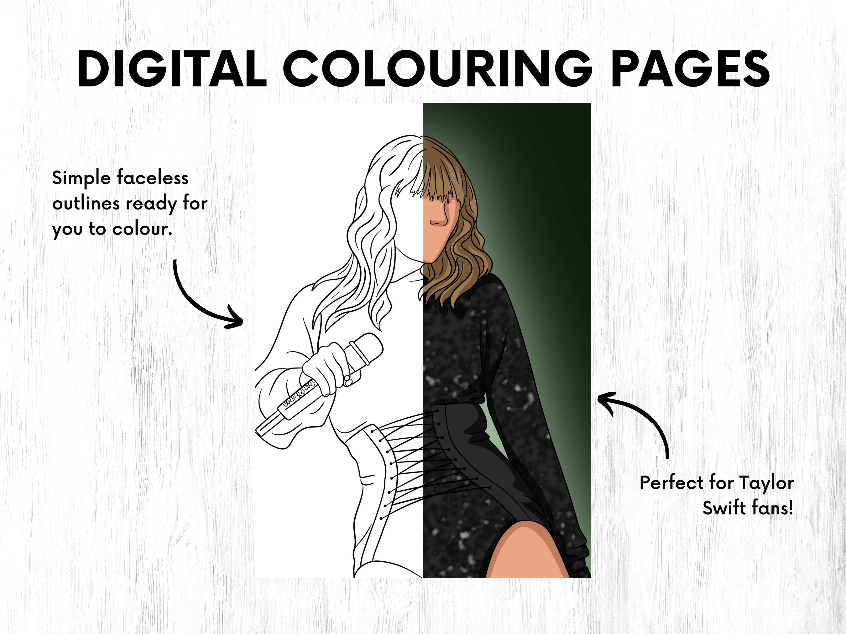 Taylor Swift Digital Colouring Book Faceless Art Digital Download ...