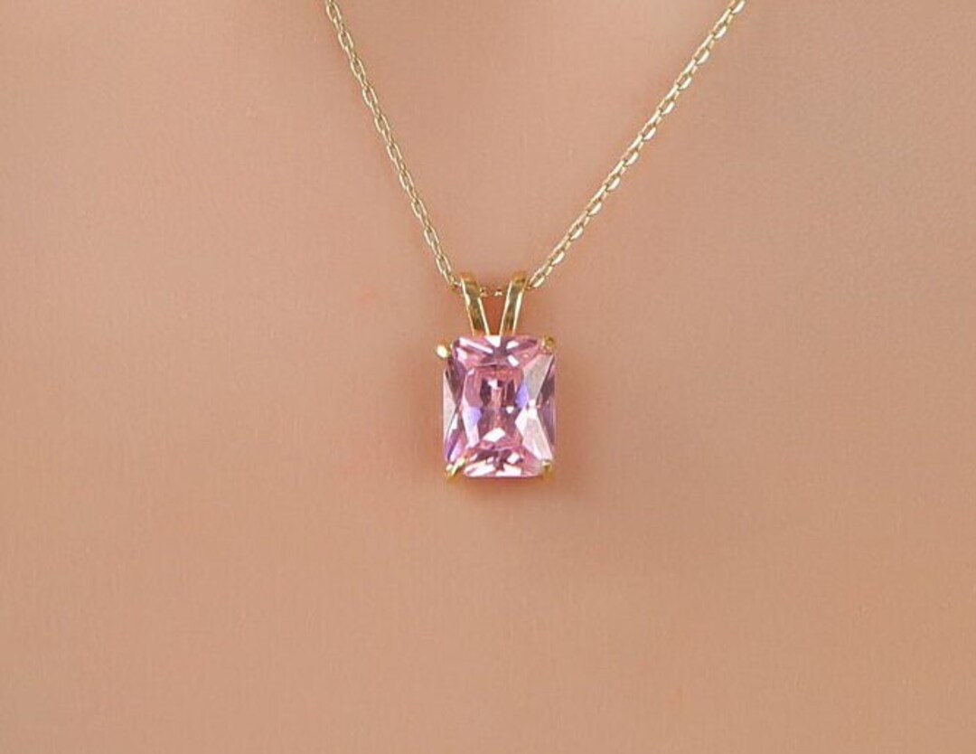 Pink Tourmaline Necklace, October Birthstone Necklace, Solitarie Silver ...