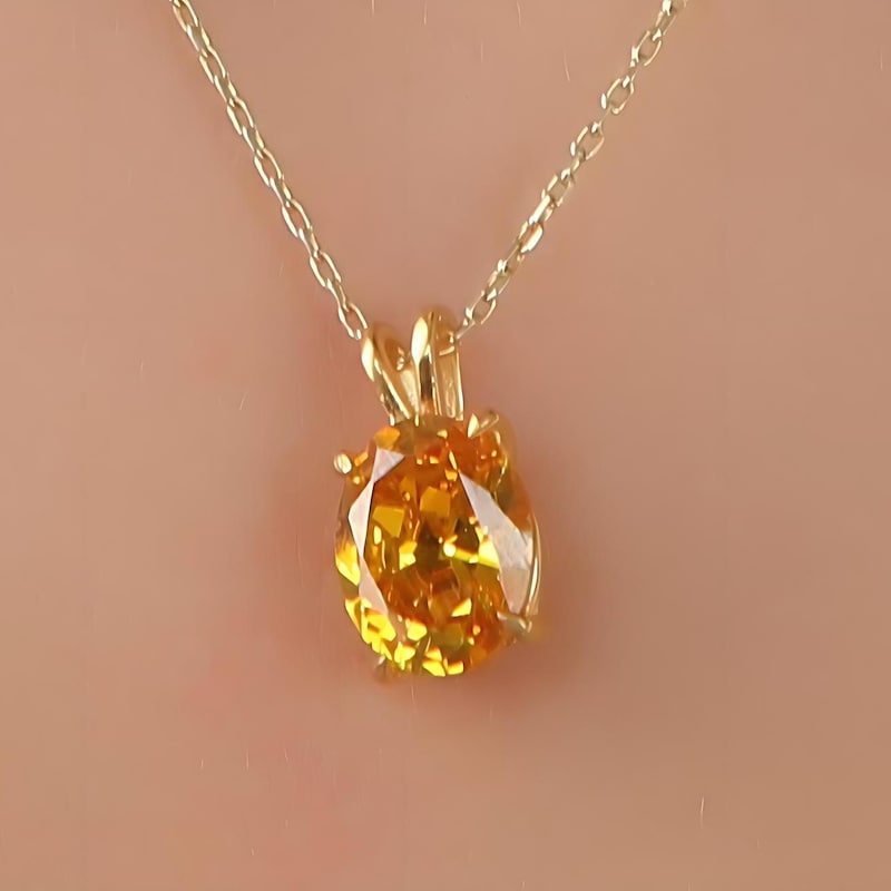 Citrine Necklace Oval - Etsy