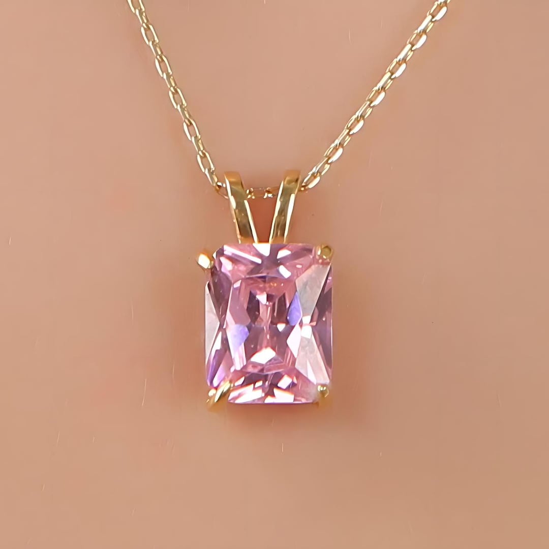 Pink Tourmaline Necklace, October Birthstone Necklace, Solitarie Silver ...